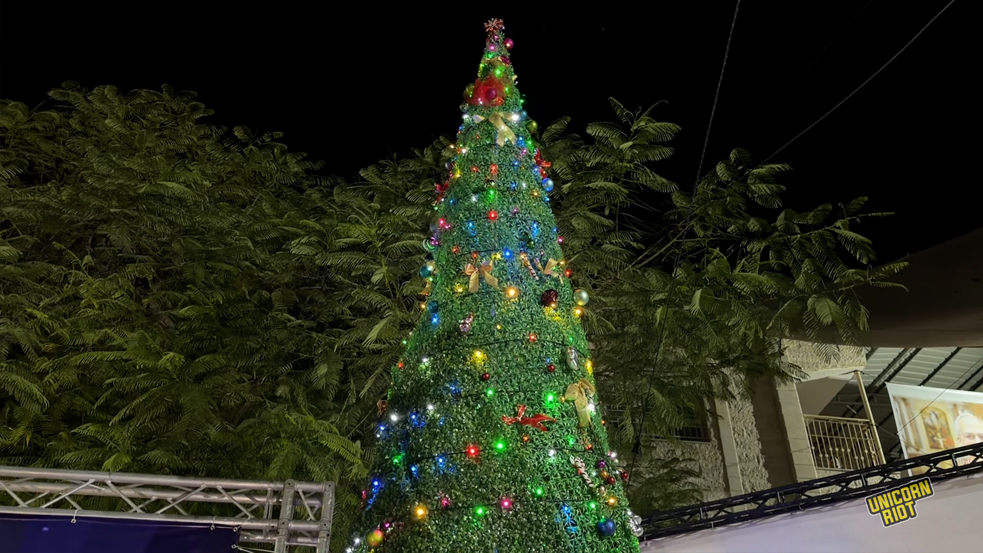 12.25.25 Holy Family Outside Xmas Tree - UNICORN RIOT